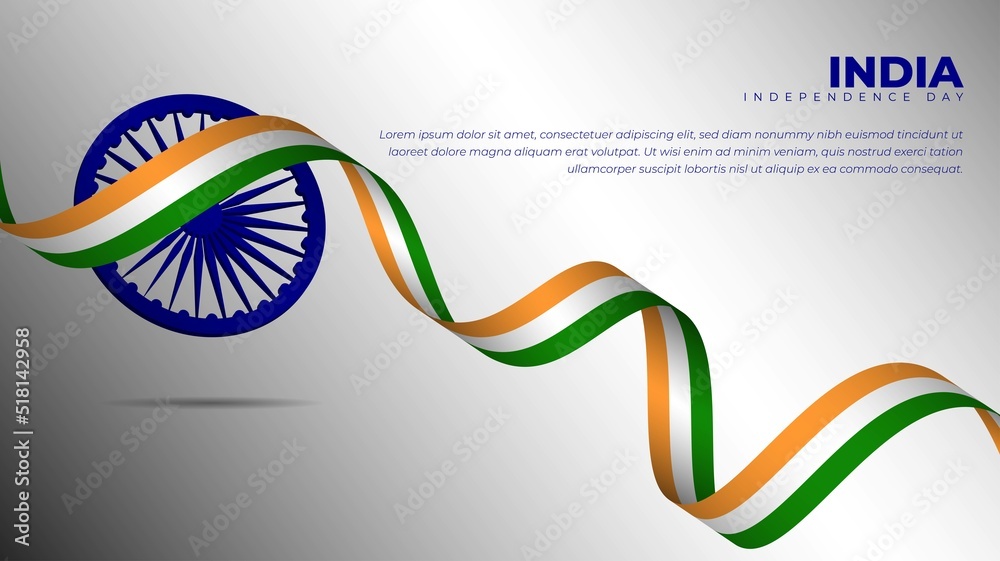 Waving india flag design and blue wheel for india independence day ...