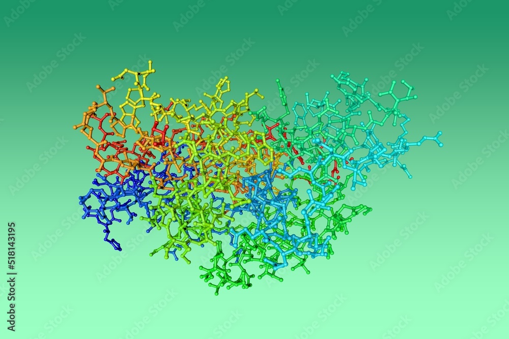 KPC-2 beta-lactamase in complex with hydrolyzed cefotaxime. Molecular model. Rendering based on ...