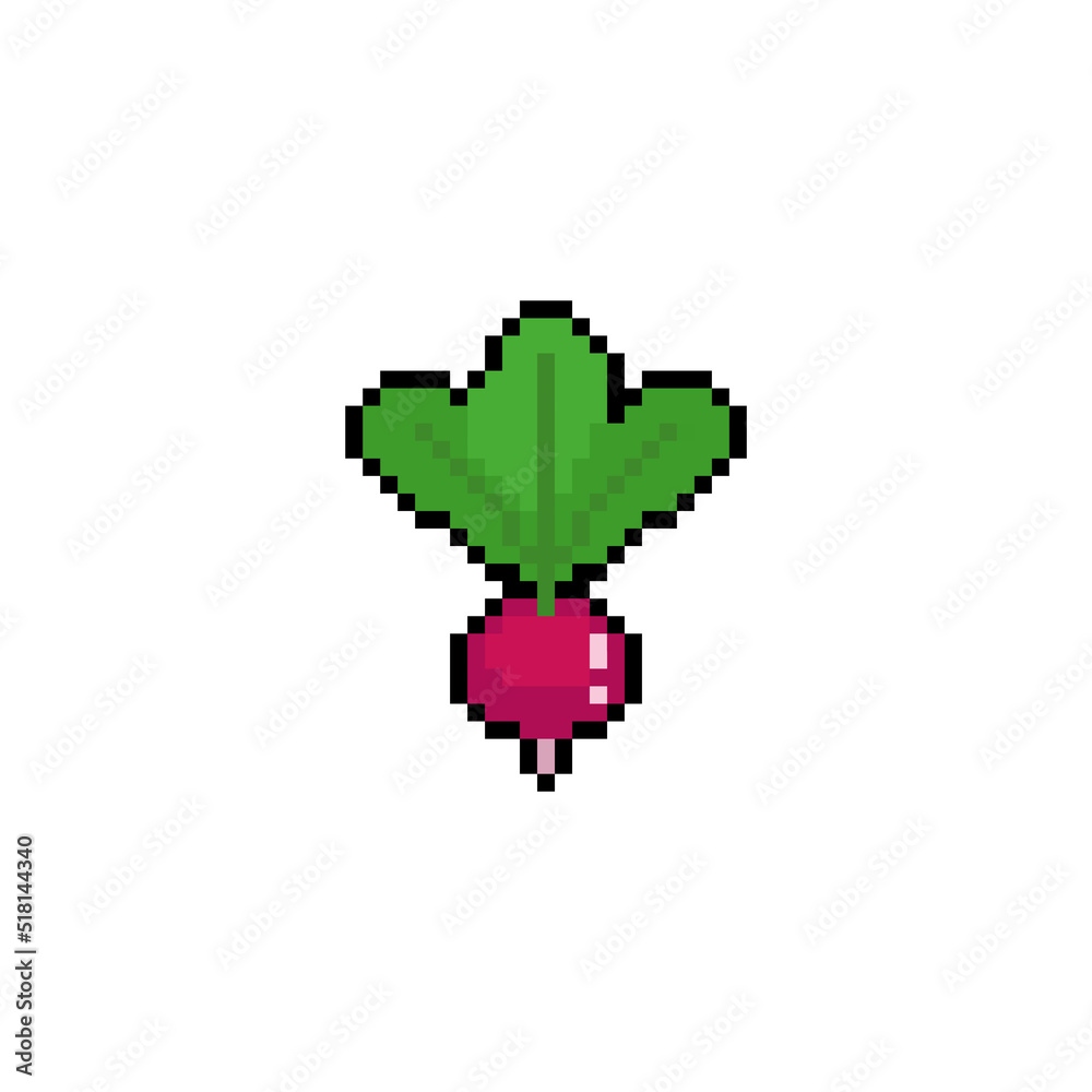 Radish pixel art. vegetable garden plant 8 bit. pixelated Vector ...
