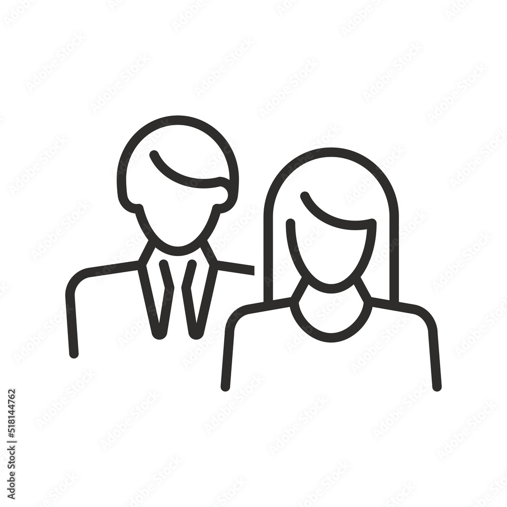 Male and female relationship couple flat icon for apps and websites ...