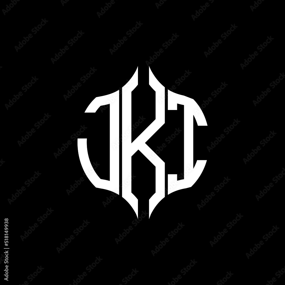 JKI letter logo. JKI best black background vector image. JKI Monogram ...