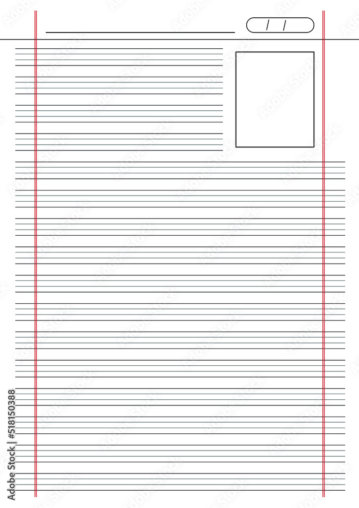 English application form blank page design. Empty sheet template of ...