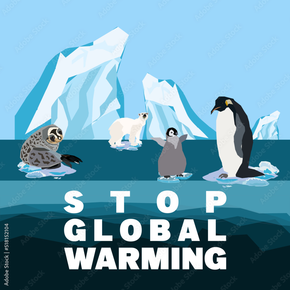 Global warming concept. Stop Global warming vector poster Stock Vector ...