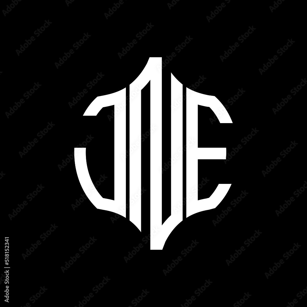 JNE letter logo. JNE best black background vector image. JNE Monogram ...