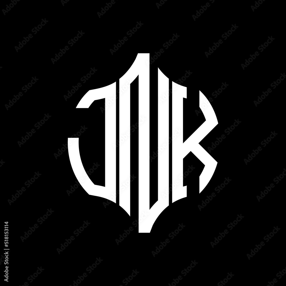 JNK letter logo. JNK best black background vector image. JNK Monogram ...