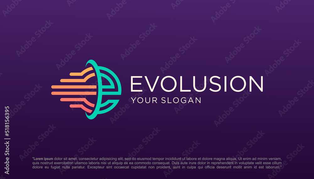 letter E motion logo design. symbol evolution for technology digital ...