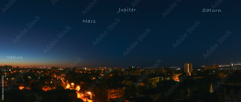 Astrophotography of the night sky with Venus, Mars, Jupiter and Saturn ...