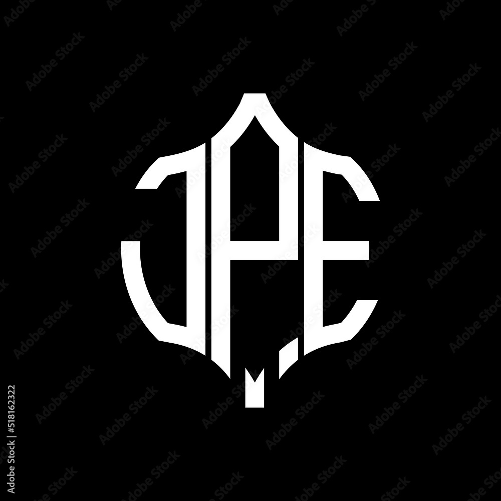 Vecteur Stock JPE letter logo. JPE best black background vector image ...
