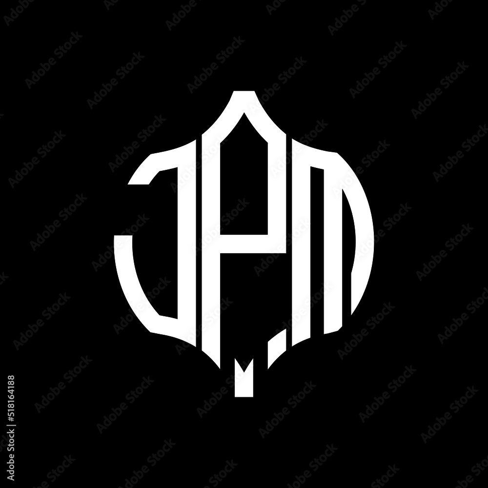 JPM letter logo. JPM best black background vector image. JPM Monogram ...