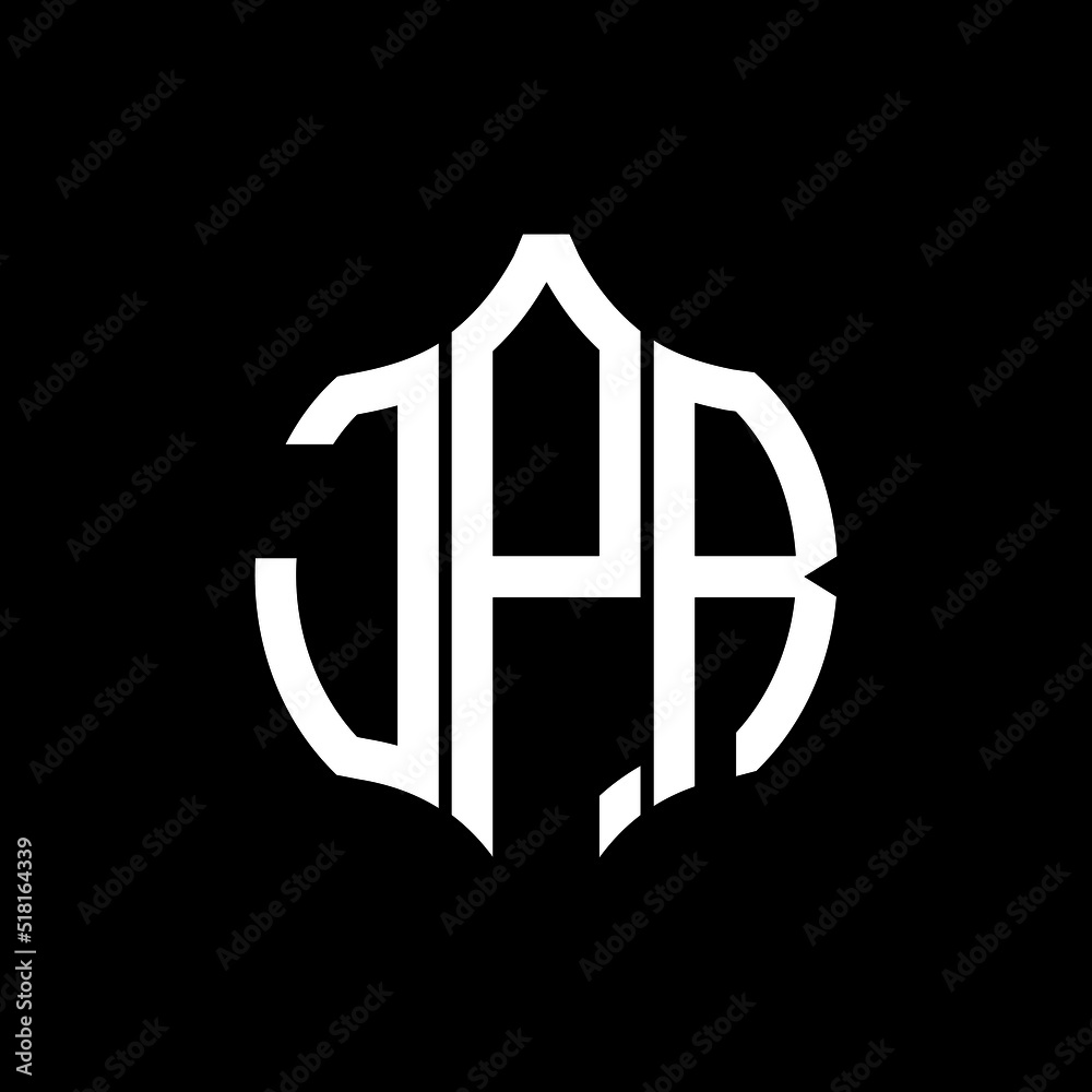 JPR letter logo. JPR best black background vector image. JPR Monogram ...