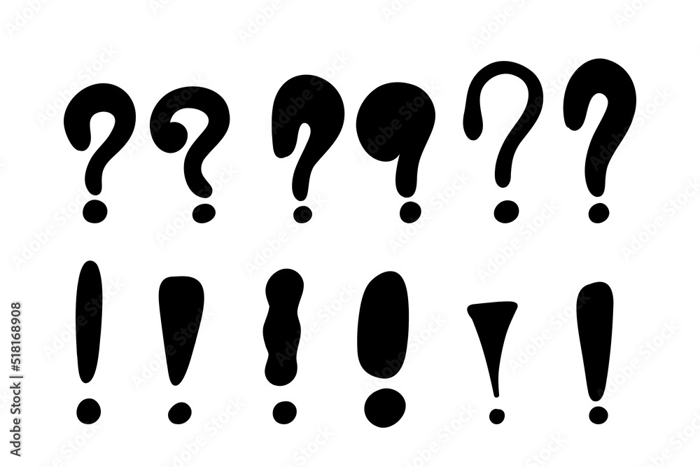 Hand drawn question marks. Doodle ask question point. Punctuation marks ...