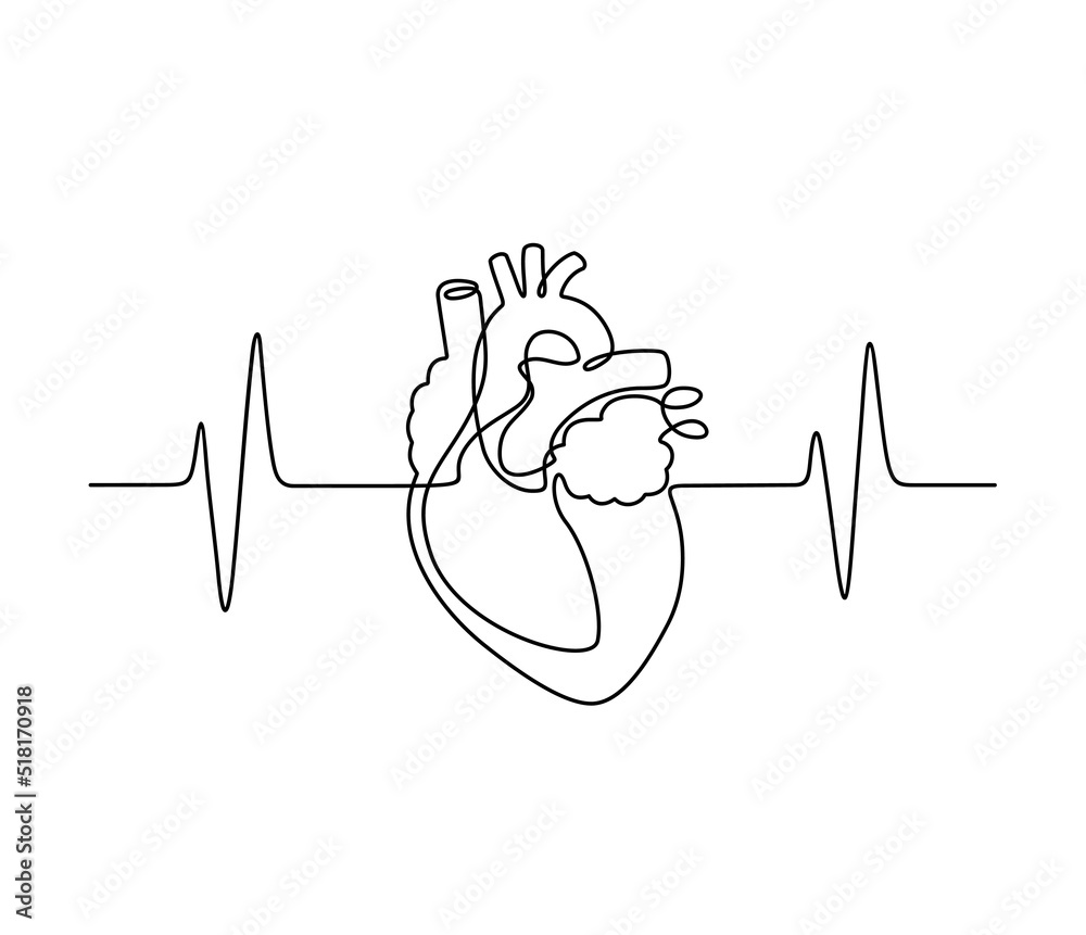 Heart. Abstract love symbol. Continuous line art drawing vector ...