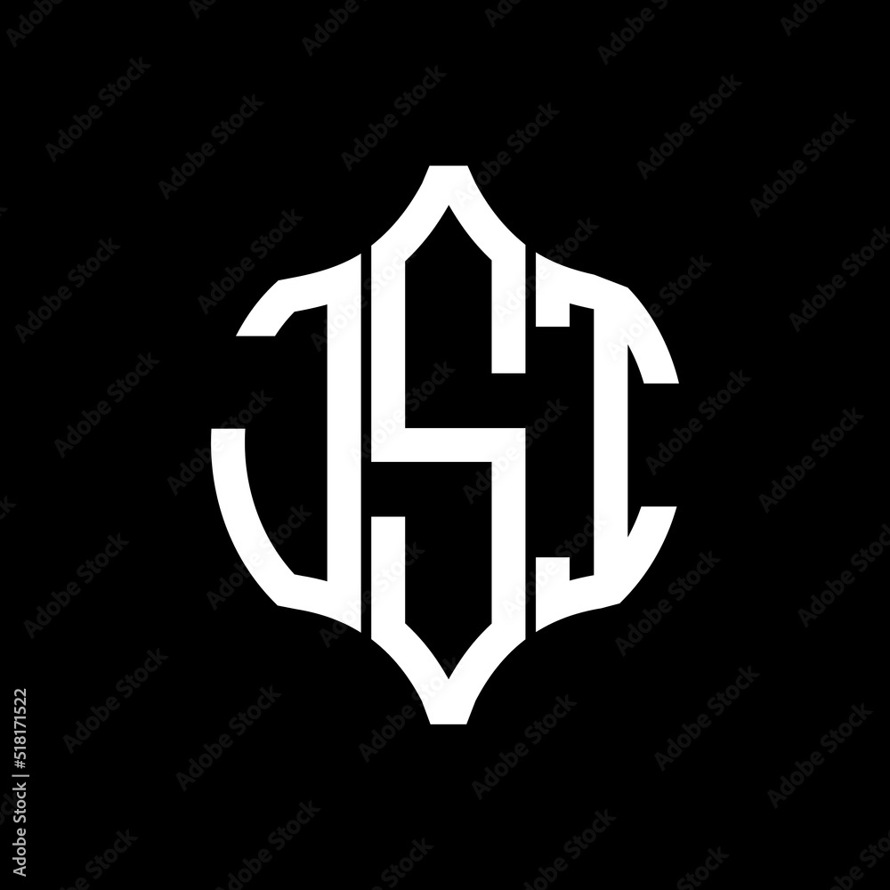 JSI letter logo. JSI best black background vector image. JSI Monogram ...