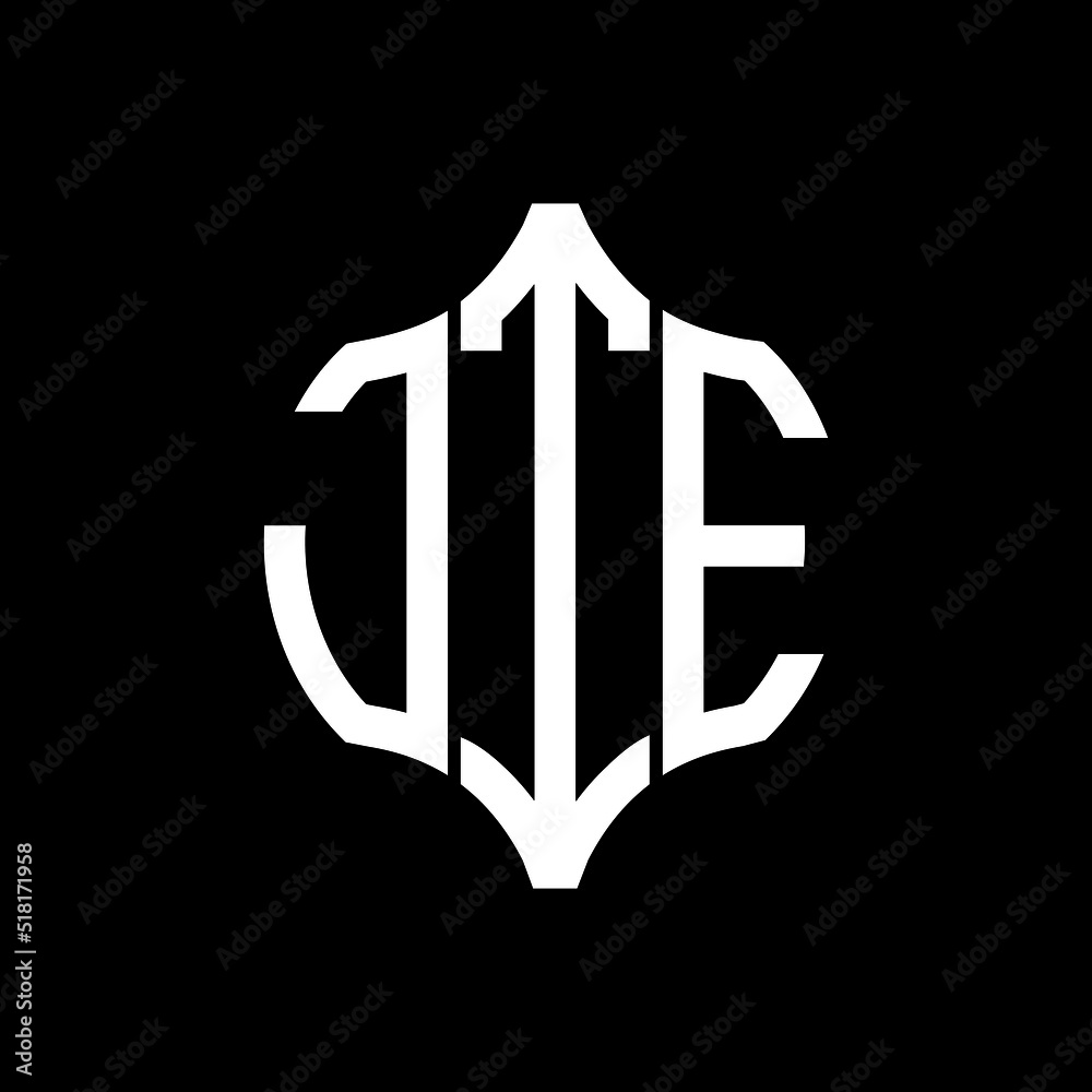 JTE letter logo. JTE best black background vector image. JTE Monogram ...