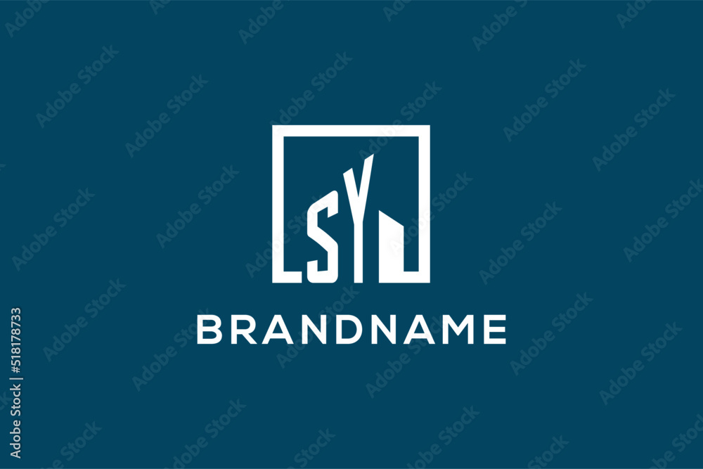 Letter SY with square shape logo style, modern and minimal logo for ...