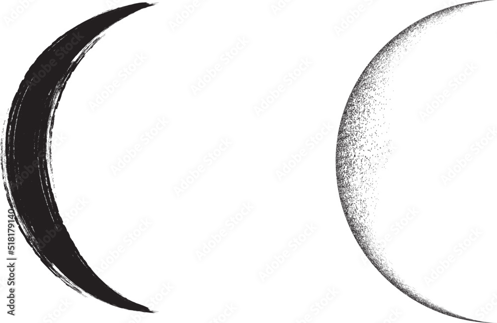 Vetor de Half Circle Brush Stroke Border Frame . Grunge Element for ...