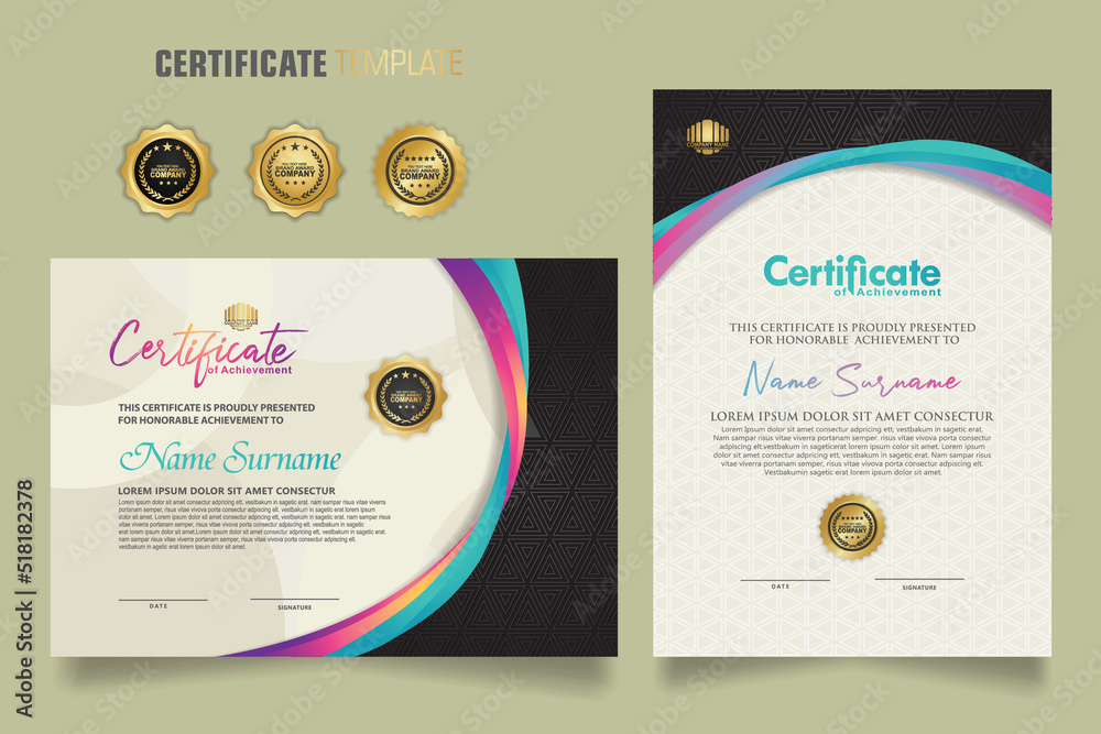 Luxury certificate template with dynamic and attractive colors on ...