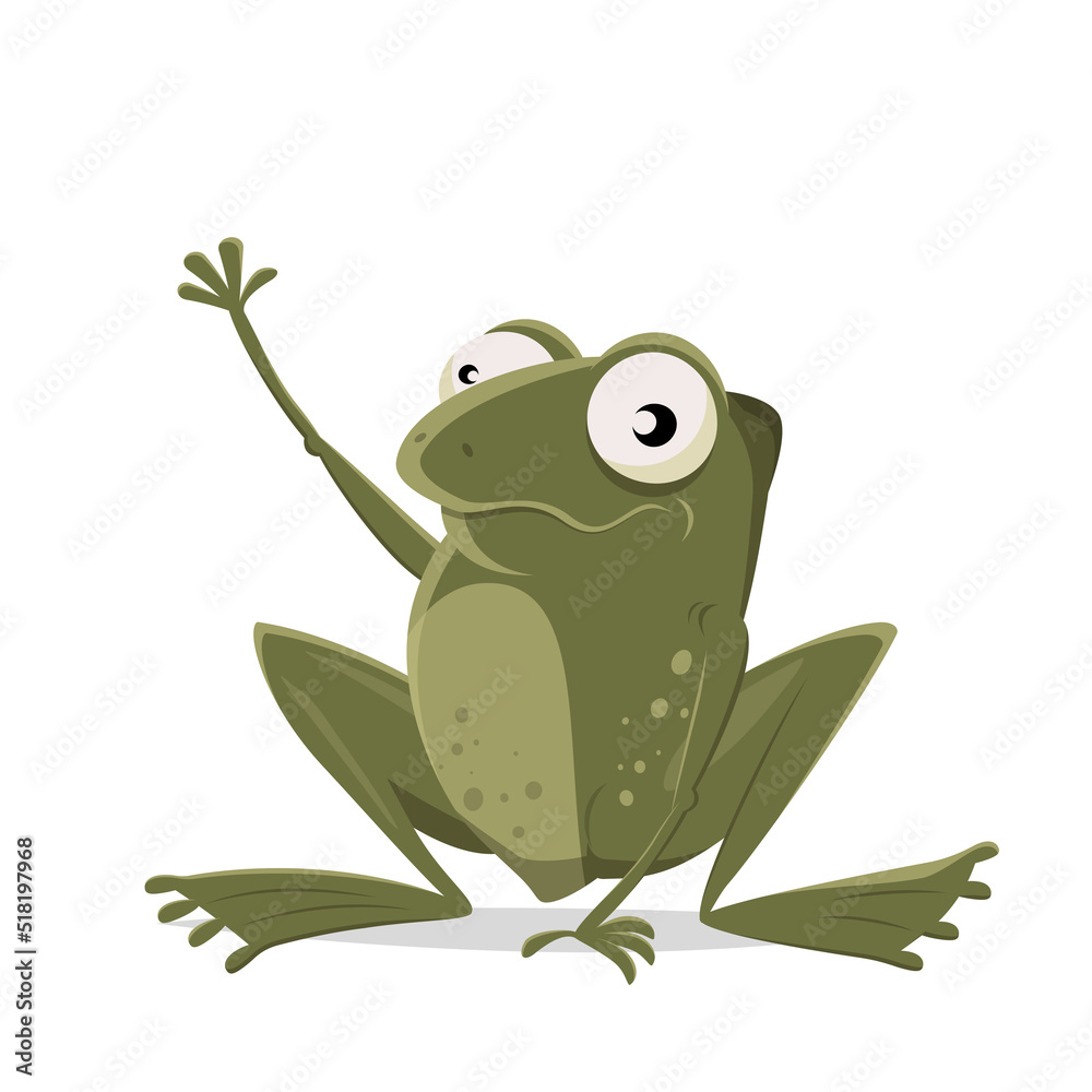 funny cartoon illustration of a greeting frog Stock Vector | Adobe Stock