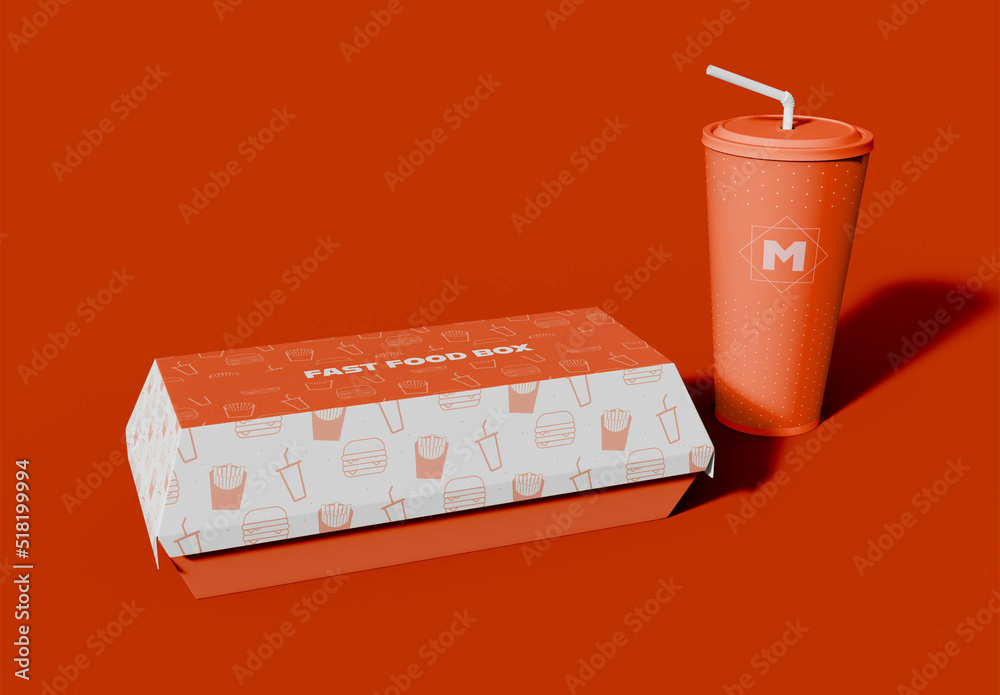 Fast Food Cardboard Box Mockup Stock Template | Adobe Stock