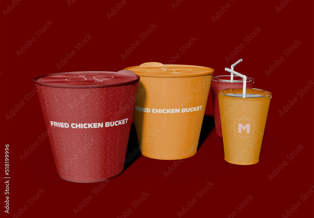 Fried Chicken Bucket Mockup Stock Template | Adobe Stock