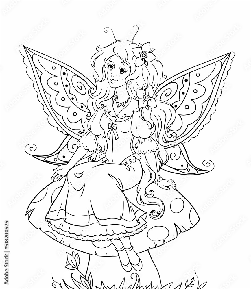 Butterfly Princess Coloring Page Coloring Pages
