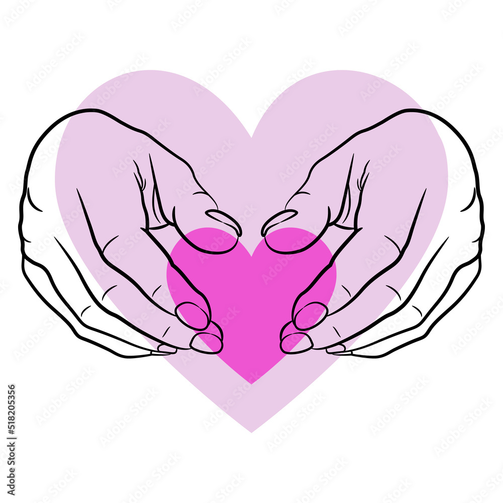 Two Human Hearts Together Drawing