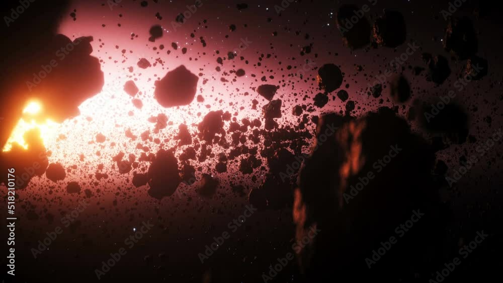 Asteroid in outer space. Earth planet. Realistic 4k animation. Stock ...