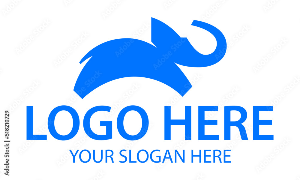 Blue Simple Elephant Cartoon Logo Design Concept Stock Vector | Adobe Stock