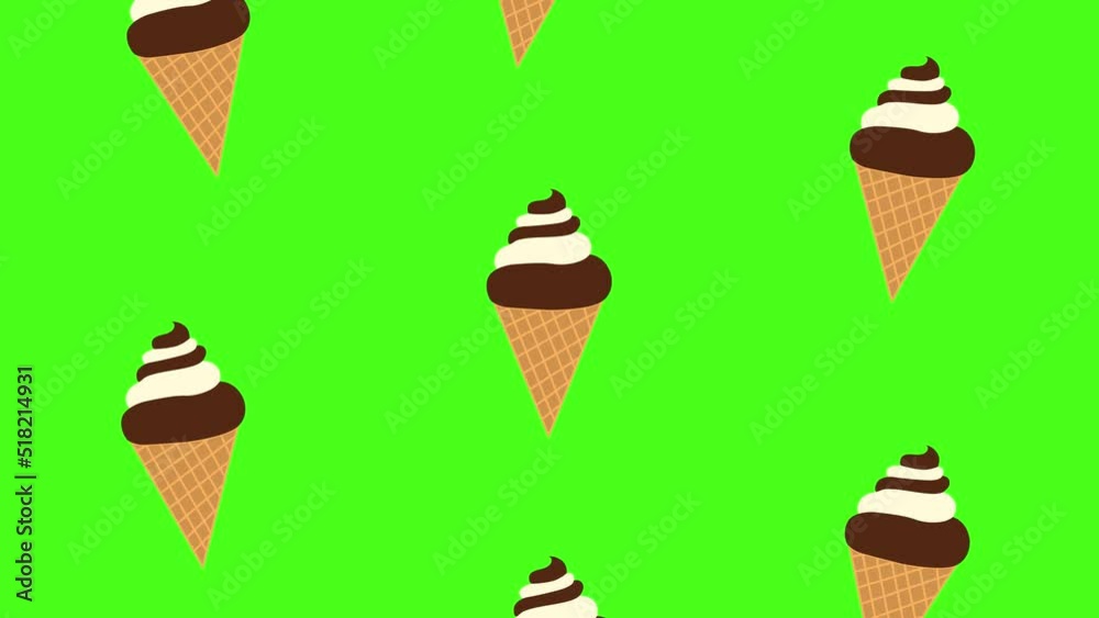 Ice cream falling from the sky with green screen background. Seamless ...