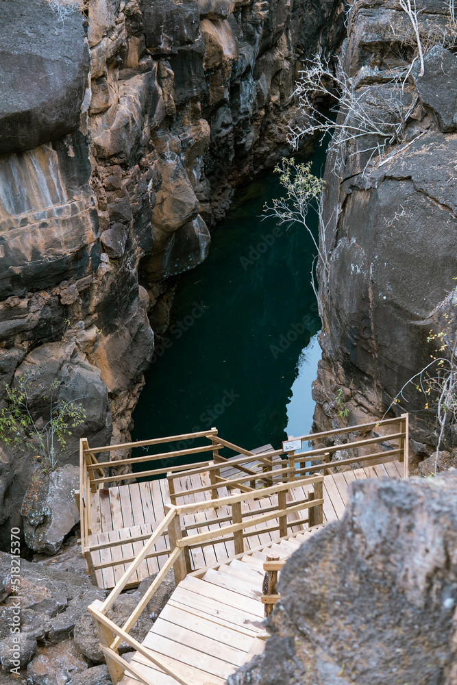 Las Grietas, Stretch of inland crystal clear emerald green water in an ...