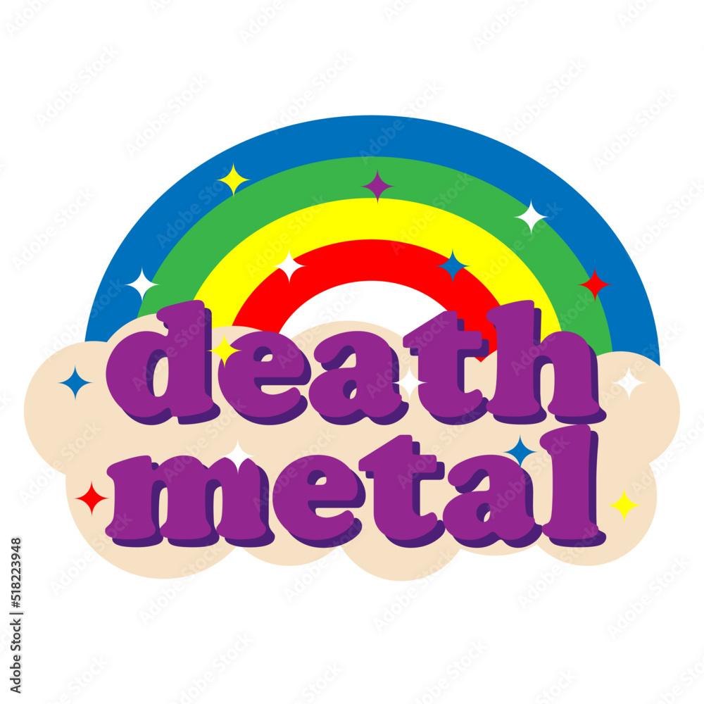 rainbow and cloud death metal with cute design Stock Vector | Adobe Stock