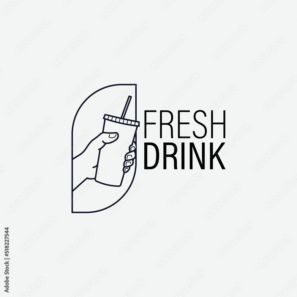 Drink cup packaging soft logo icon vector image. Cold drinks logo ...