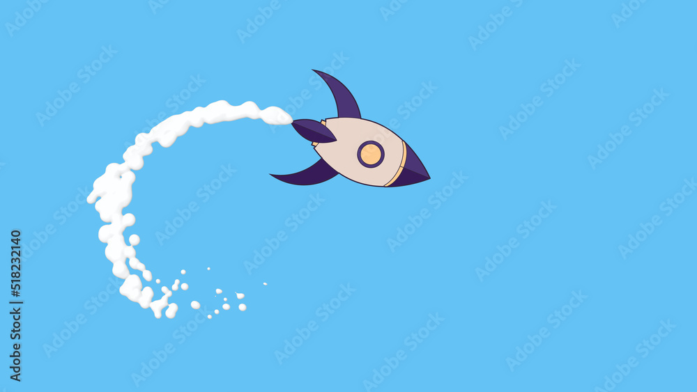 Space shuttle take-off animation. Rocket flying cartoon style anime ...