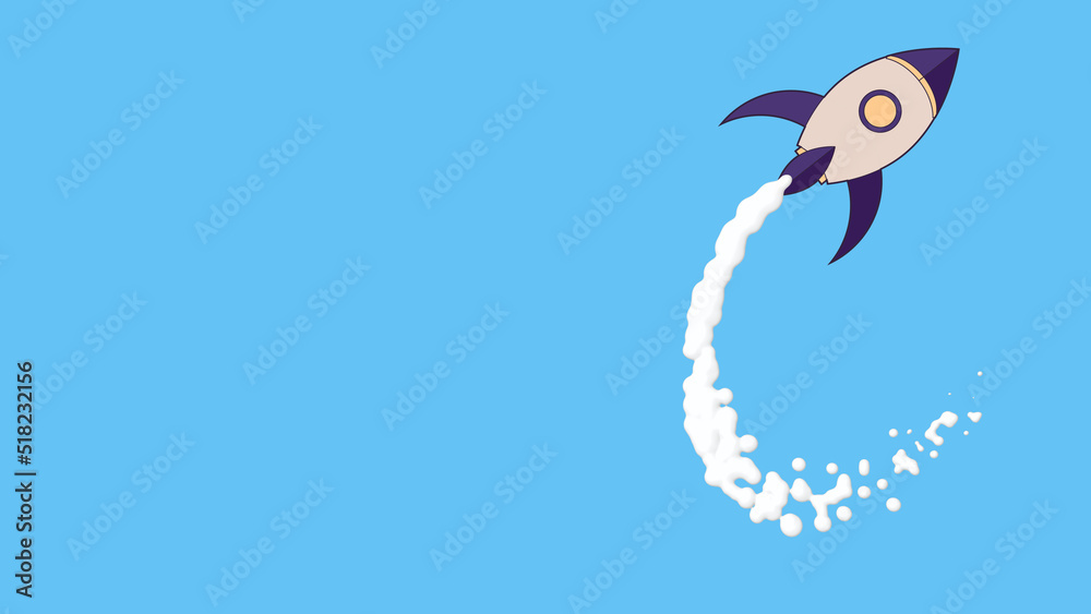 ภาพประกอบสต็อก Space shuttle take-off animation. Rocket flying cartoon ...