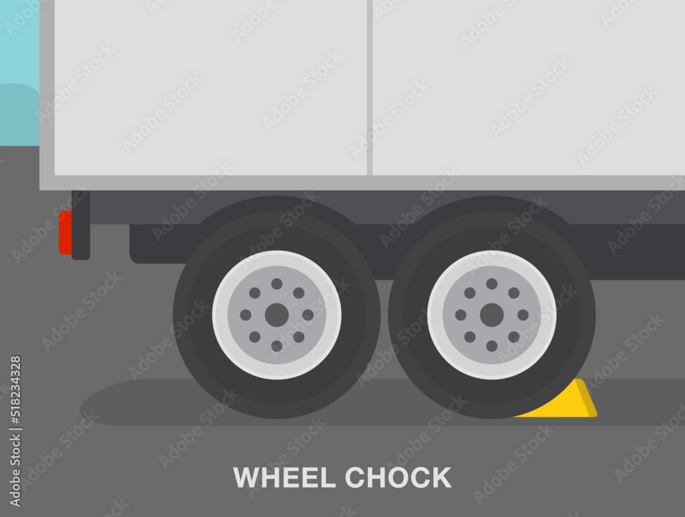 Heavy vehicle driving tips and safety rules. Close-up view of wheel ...