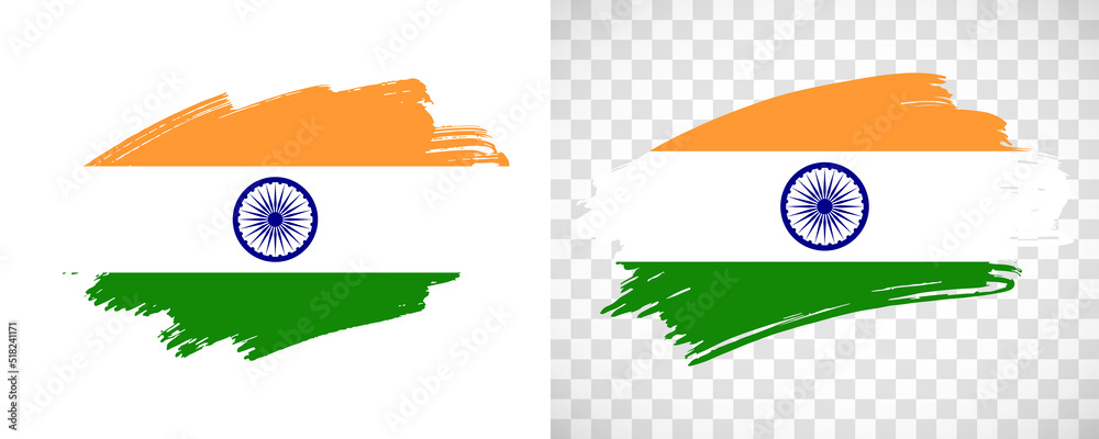 Artistic India flag with isolated brush painted textured with ...
