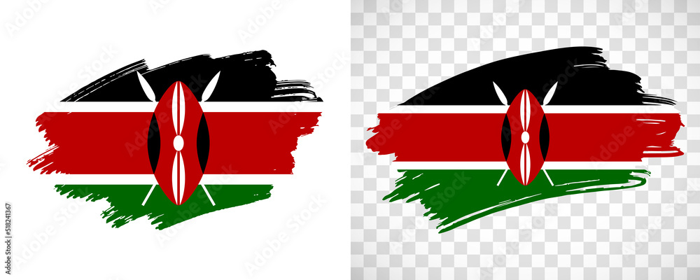 Artistic Kenya flag with isolated brush painted textured with ...