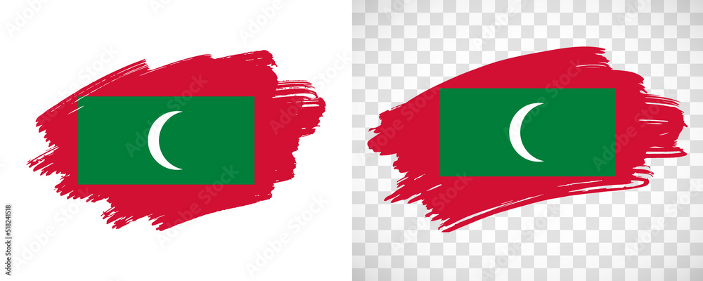 Artistic Maldives flag with isolated brush painted textured with ...