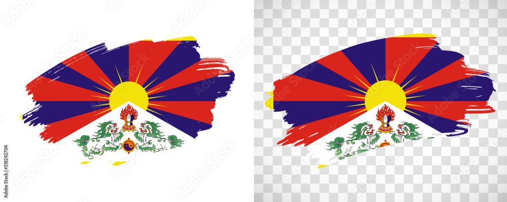 Artistic Tibet flag with isolated brush painted textured with ...