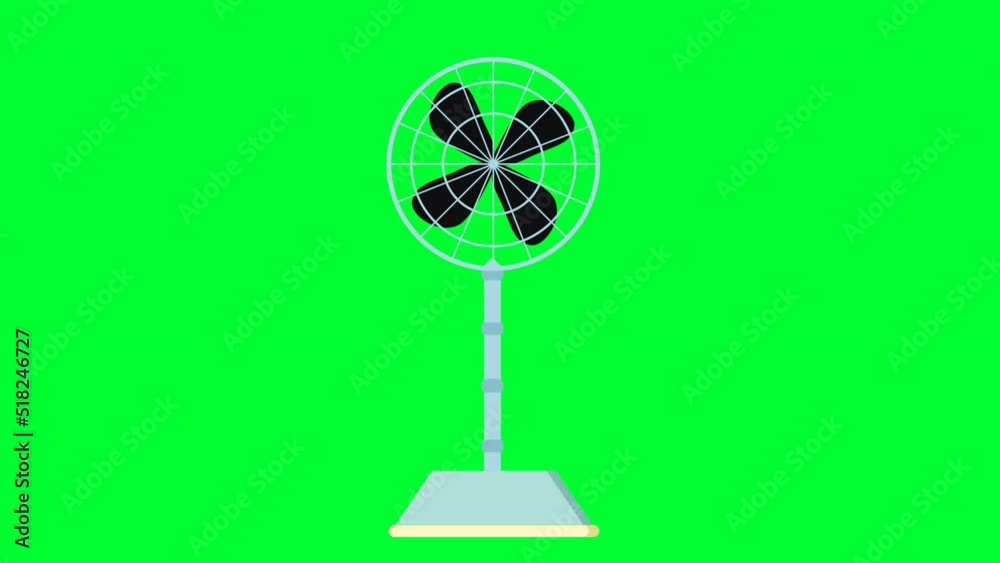 Table Fan and Stand Fan green screen Animation. 2d Cartoon Pedestal Fan ...