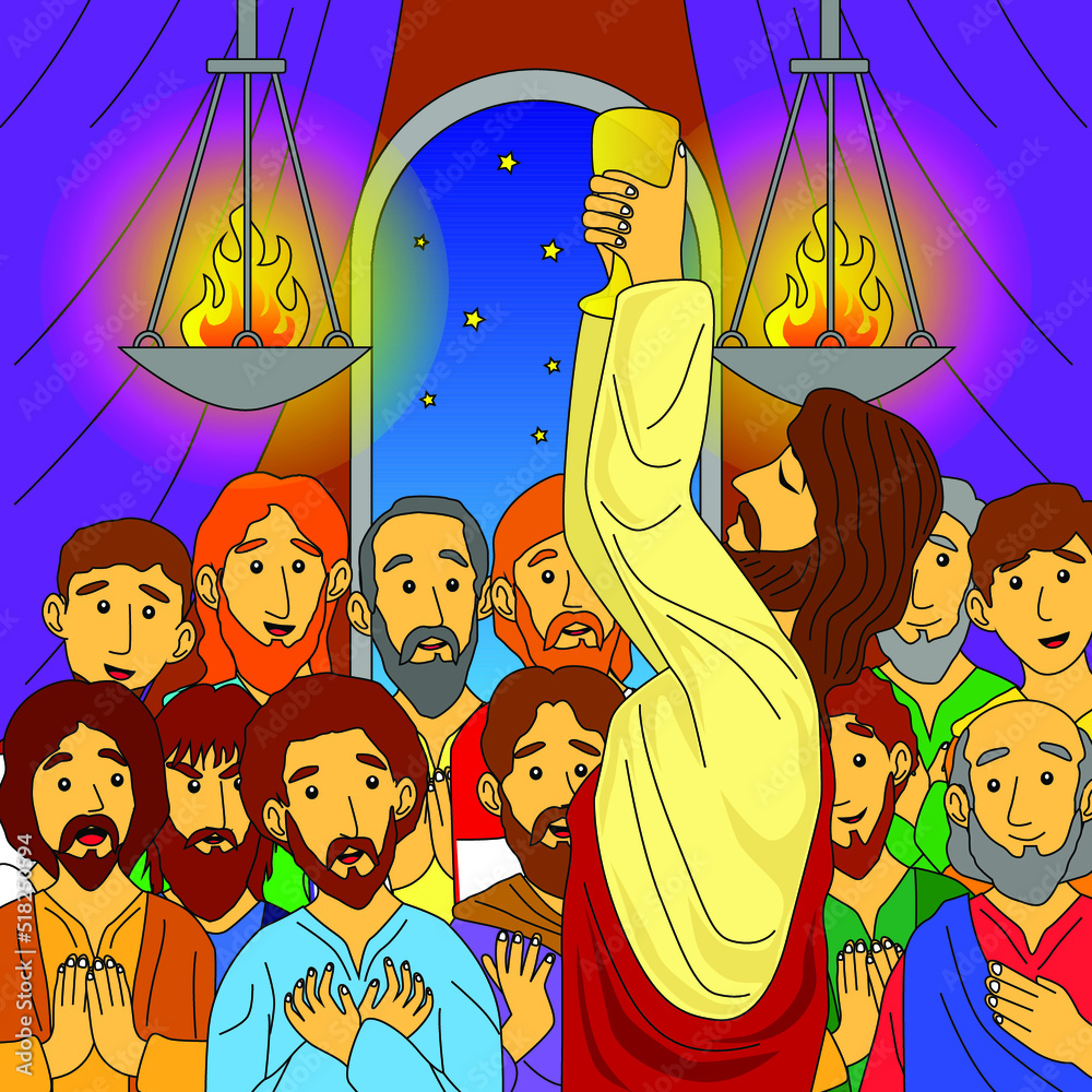 jesus celebrates the last supper with the disciples, illustrations of ...