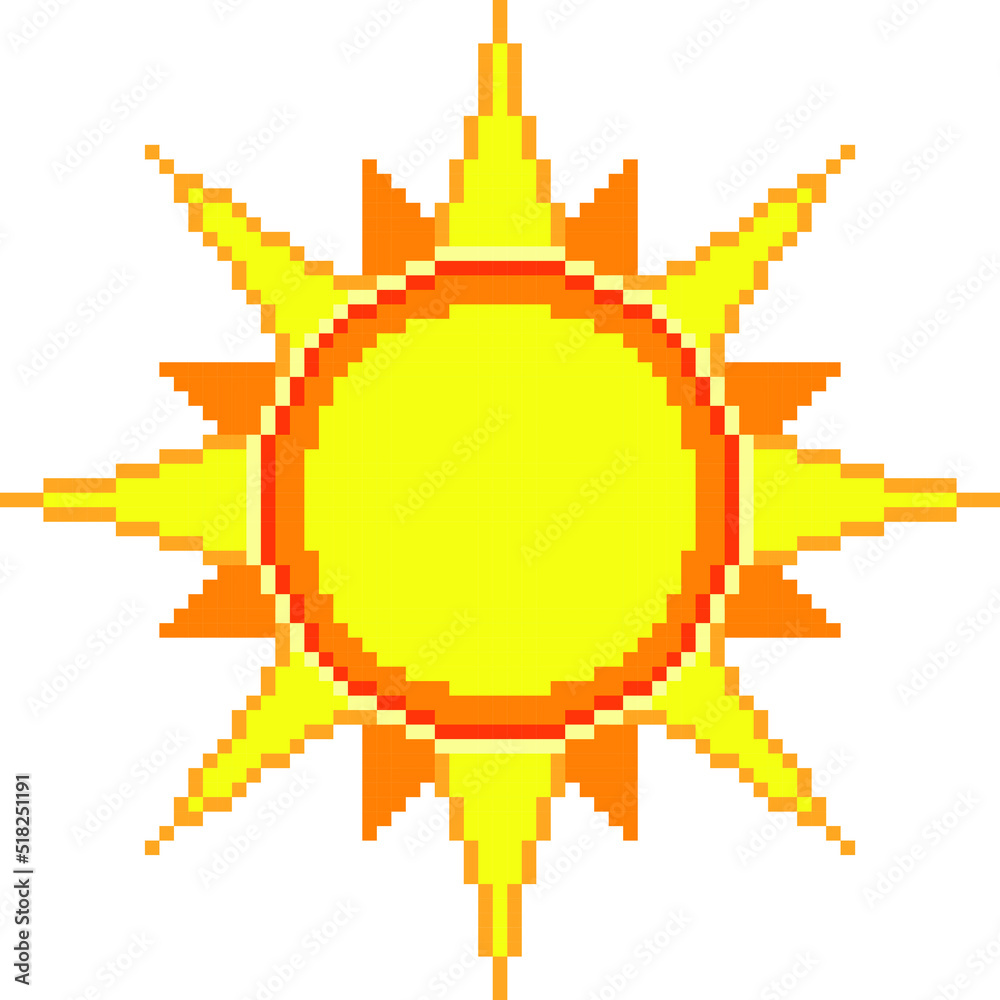Sun pixel art vector illustration. Sun image or clip art Stock Vector ...