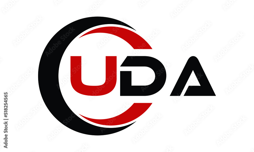 UDA swoosh three letter logo design vector template | monogram logo ...