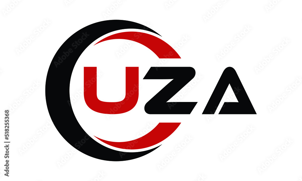 UZA swoosh three letter logo design vector template | monogram logo ...