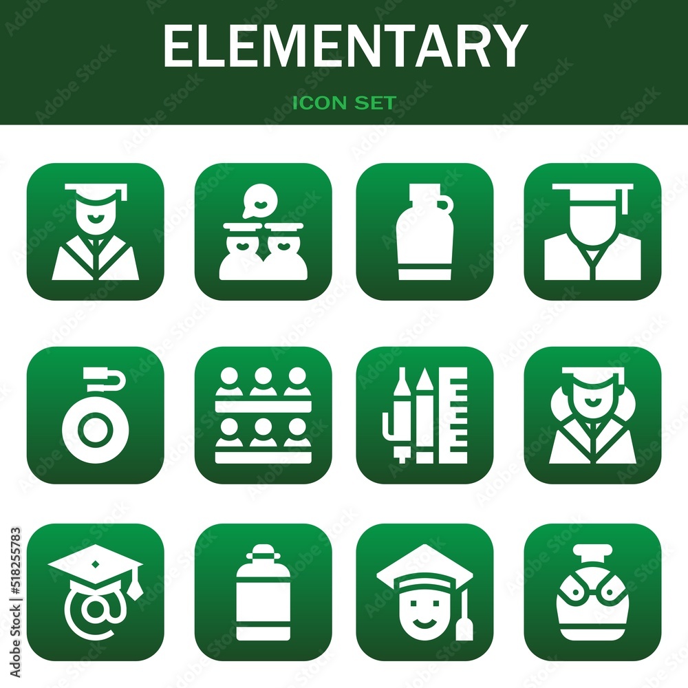 elementary icon set. Vector illustrations related with Graduation ...