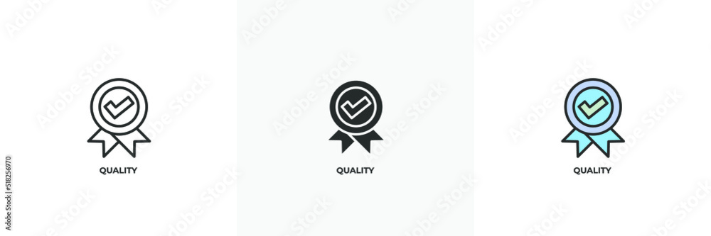 quality icon. Line, solid and filled outline colorful version, outline ...