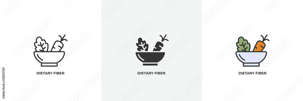 dietary fiber icon. Line, solid and filled outline colorful version ...