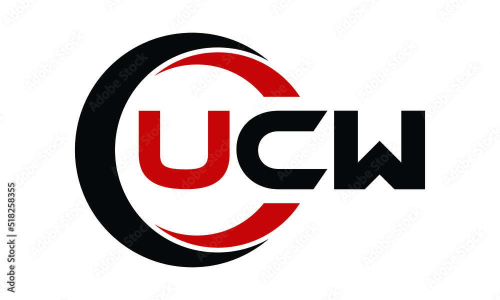 UCW swoosh three letter logo design vector template | monogram logo ...