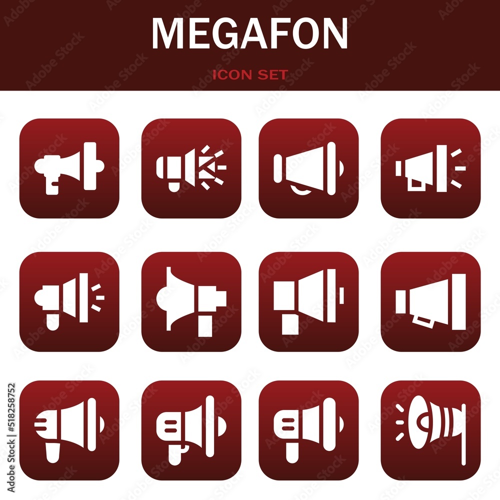 megafon icon set. Vector illustrations related with Megaphone ...