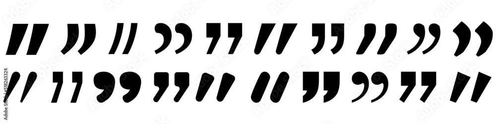 Quotes icon vector set. Quotemarks outline, speech marks, inverted ...